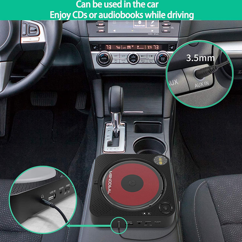 CD Player Boombox with Bluetooth, MONODEAL Portable Rechargeable CD Pl ...